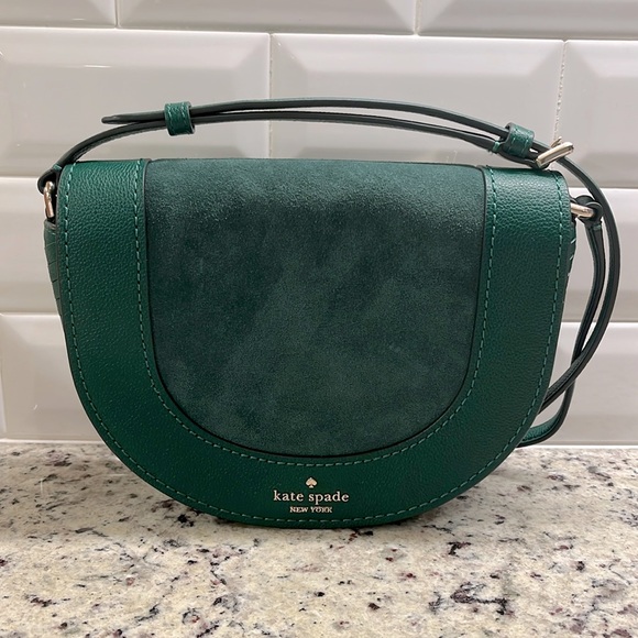 kate spade | Bags | Kate Spade Green Crescent Suede Leather Crossbody ...